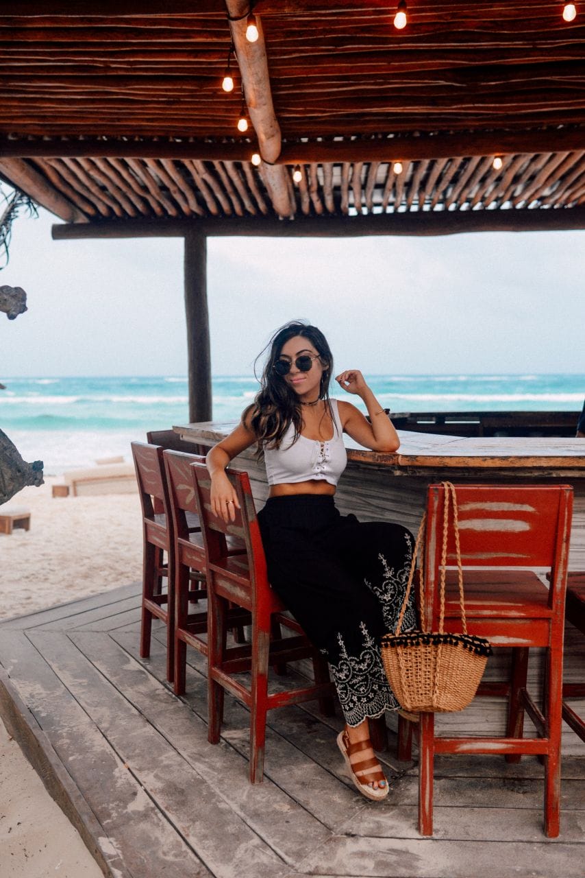 Boho chic in Tulum: Topshop Embroidered trousers and crop top - Style ...
